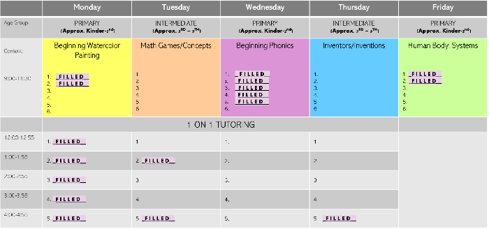 '23 Fall Schedule :: purposefullearningplace